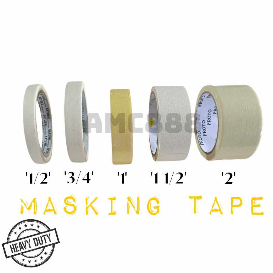 Masking Tape (15meters) HEAVYDUTY "1/2", "3/4", "1", “1 1/2”, “2 ...