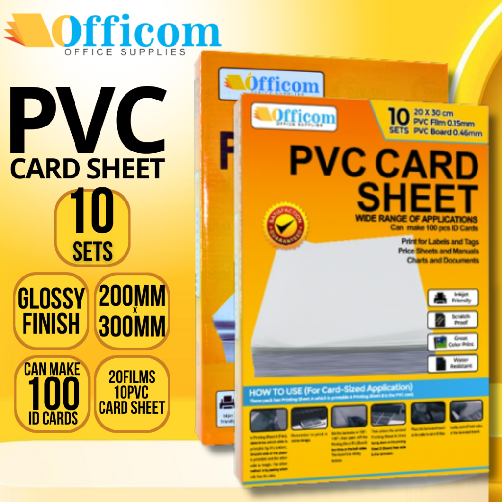 10sets PVC Card Sheet/ PET A4 Size for ID Printing Bag Tag Calling Card ...