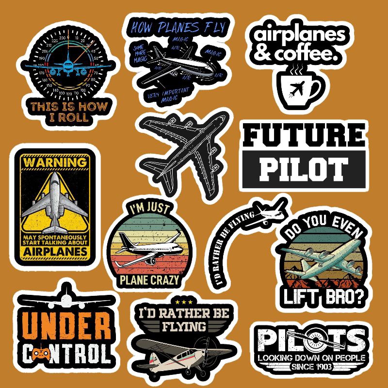 Pilot Stickers | Vinyl Matte Laminated Waterproof and Scratchproof ...