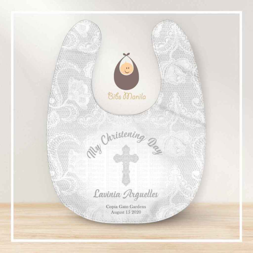 Bibs Manila White Baptism Personalized Baby Bib | Shopee Philippines