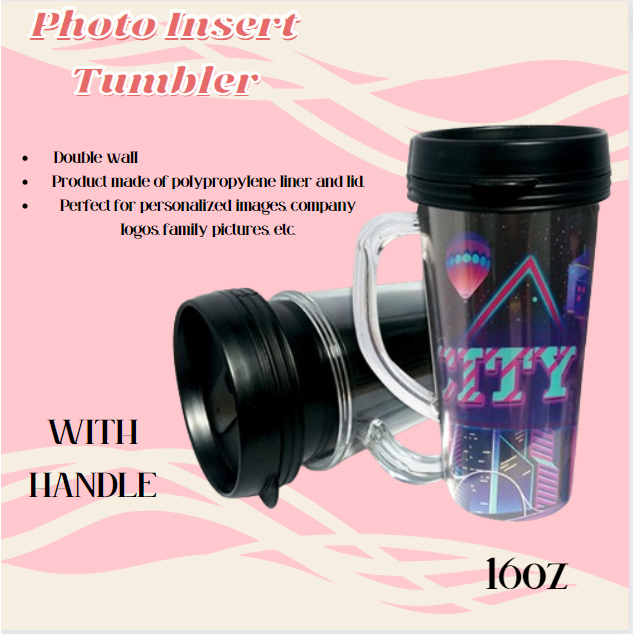 Photo Insert Tumbler w/handle & w/o handle for personalized giveaways ...
