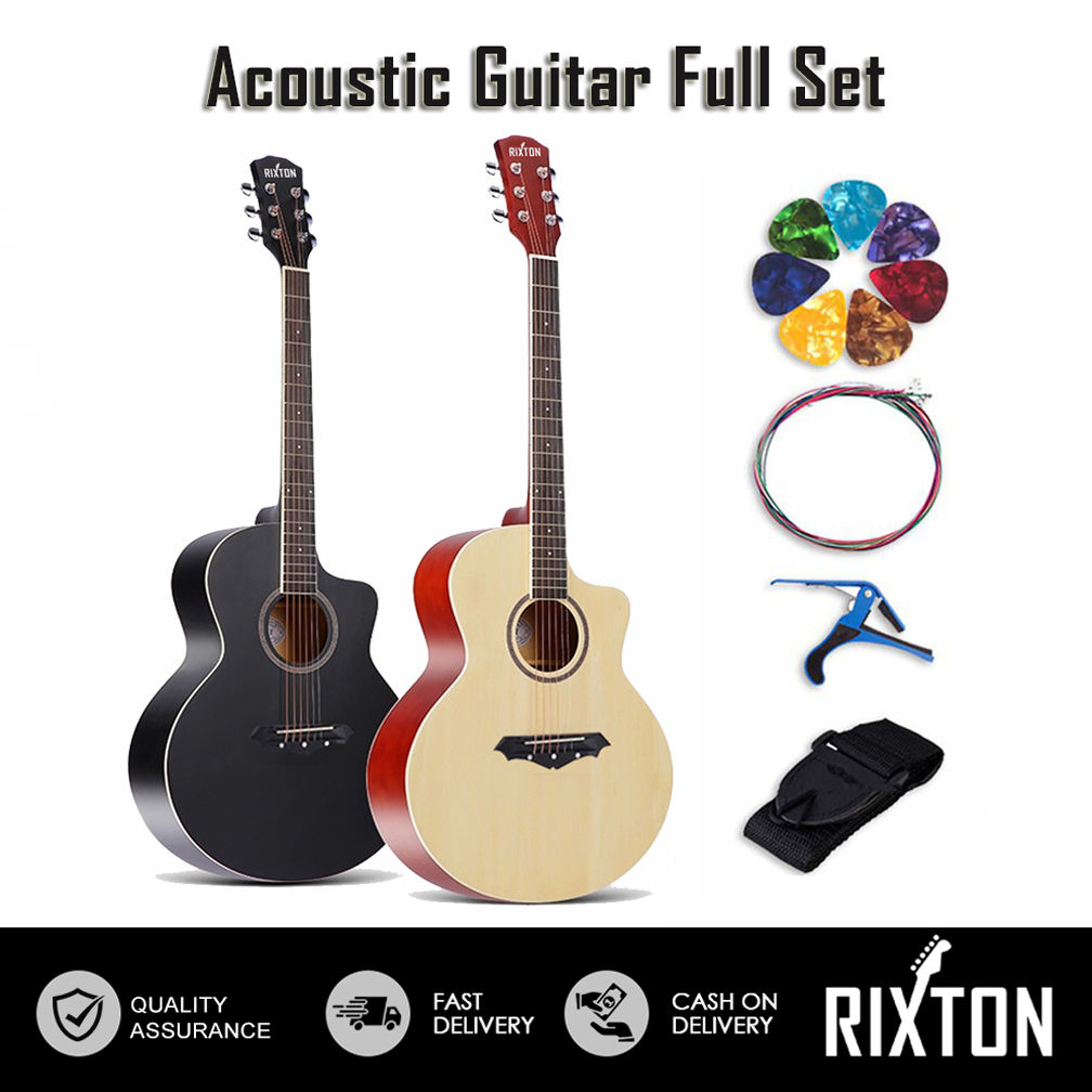 Rixton Acoustic Guitar For Beginners With Complete Sets 38 Inch And 41 ...