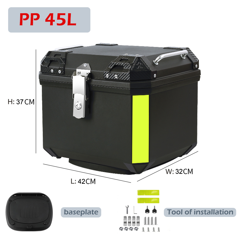 Top box for motorcycle alloy top box 45 liters large-capacity trunk PP ...