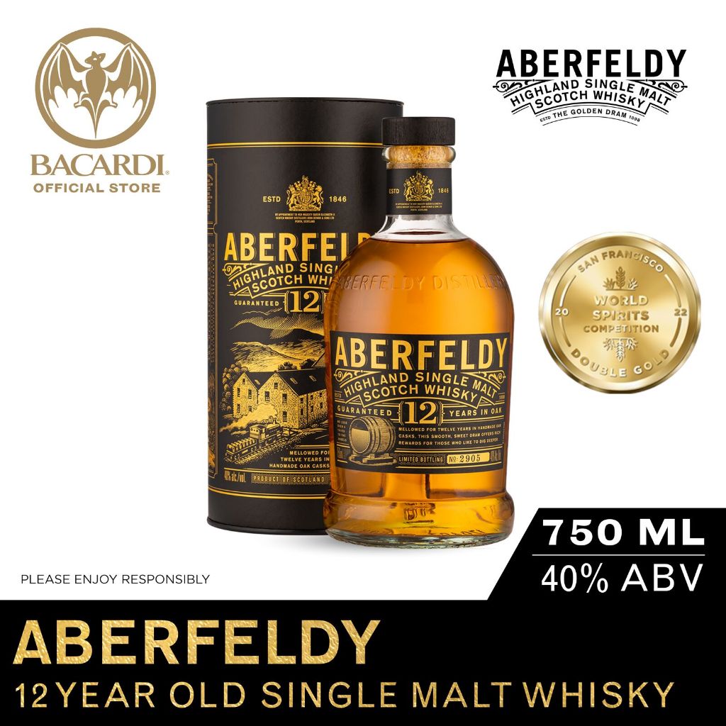 Aberfeldy 12 Year Old Highland Single Malt Scotch Whisky, 40% ABV, 75cl ...