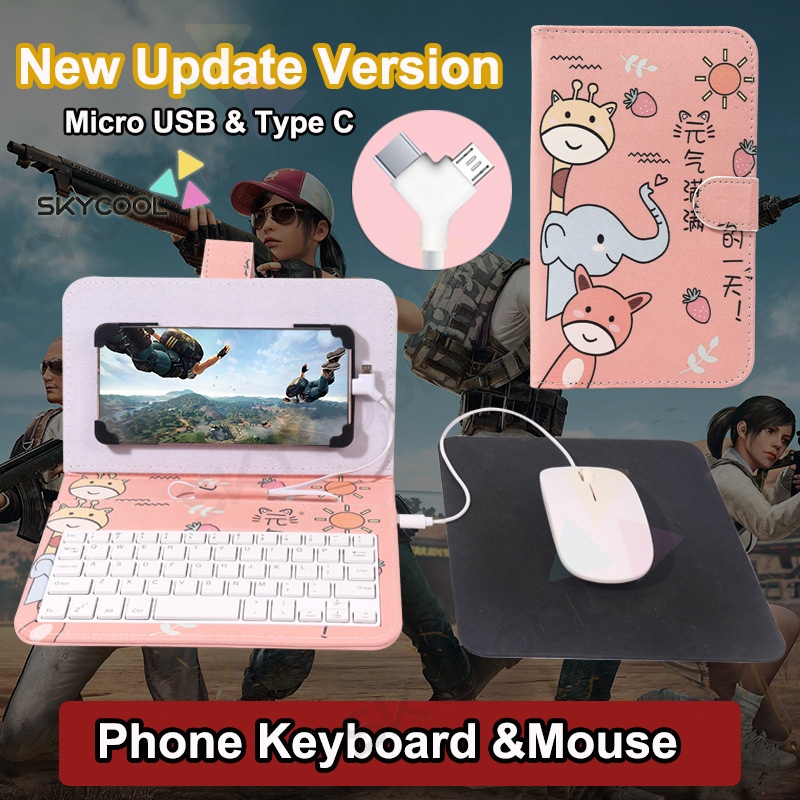 Phone Keyboard with Wireless Mouse Kit for OTG Android Cellphone ...