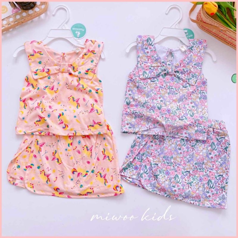 Printed Girl Terno Ribbon Sleeveless & Skort (1-5 y/o) | Shopee Philippines