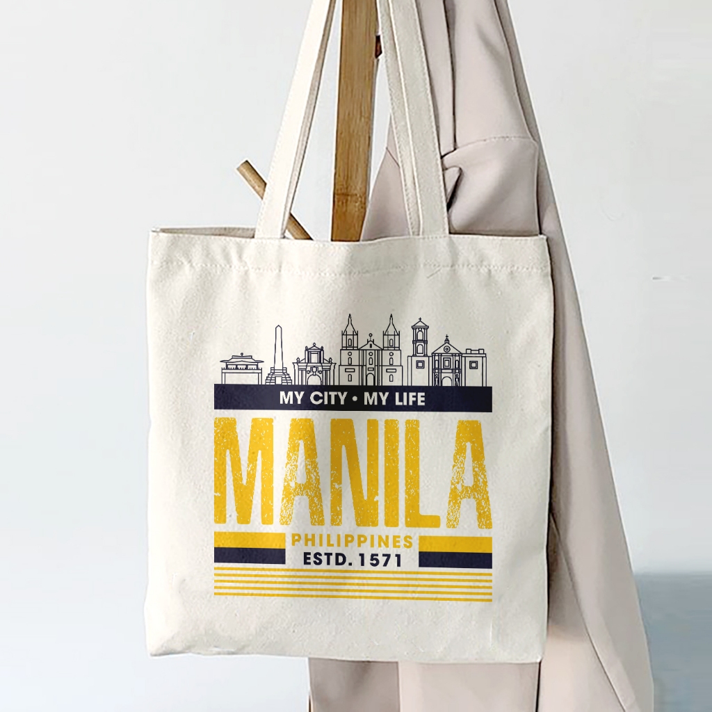 MANILA Destinations Design Bags Fashion travel Tote Bag White Canvas ...