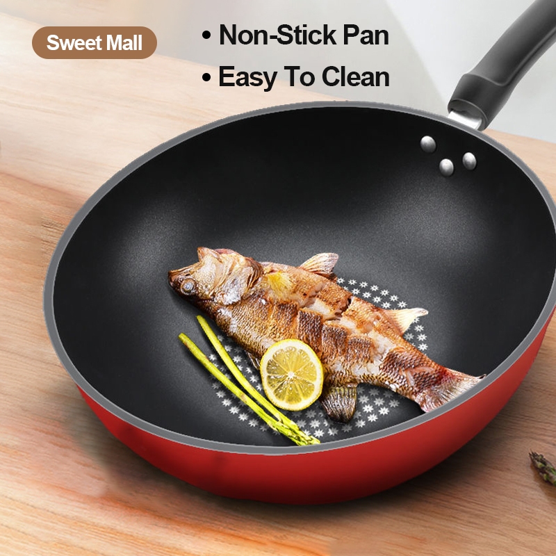 30cm/32cm Non Stick Pan with Cover Composite Diamond Coating Wok Stir ...