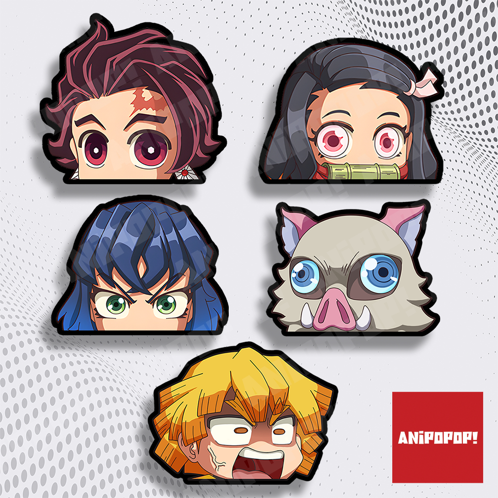 Demon Slayer: Kimetsu no Yaiba Waterproof Anime Peeker Stickers for ...