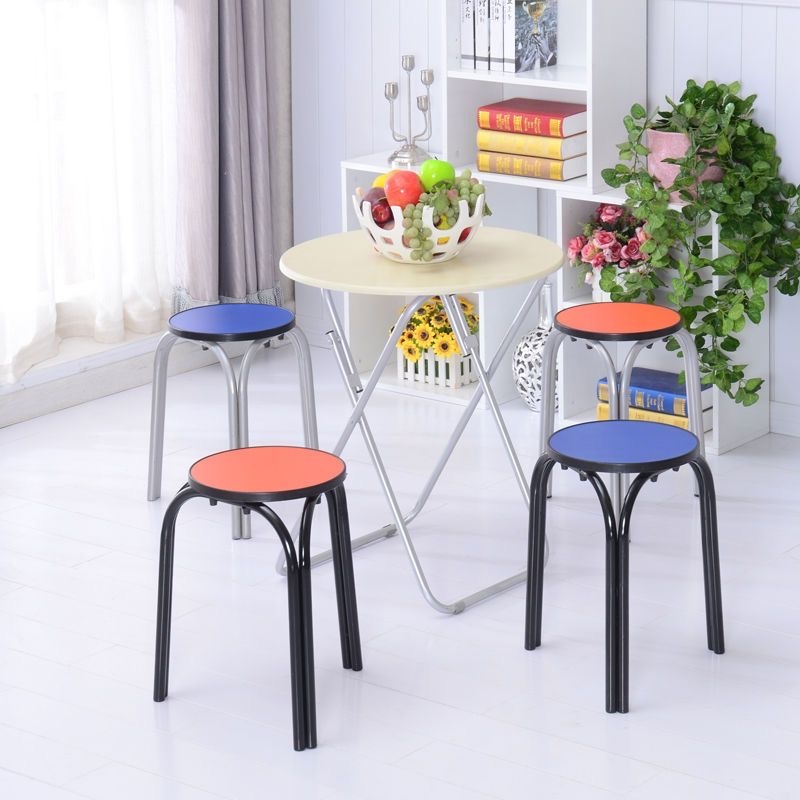 Household round stool canteen dining stool iron leg three-legged stool ...