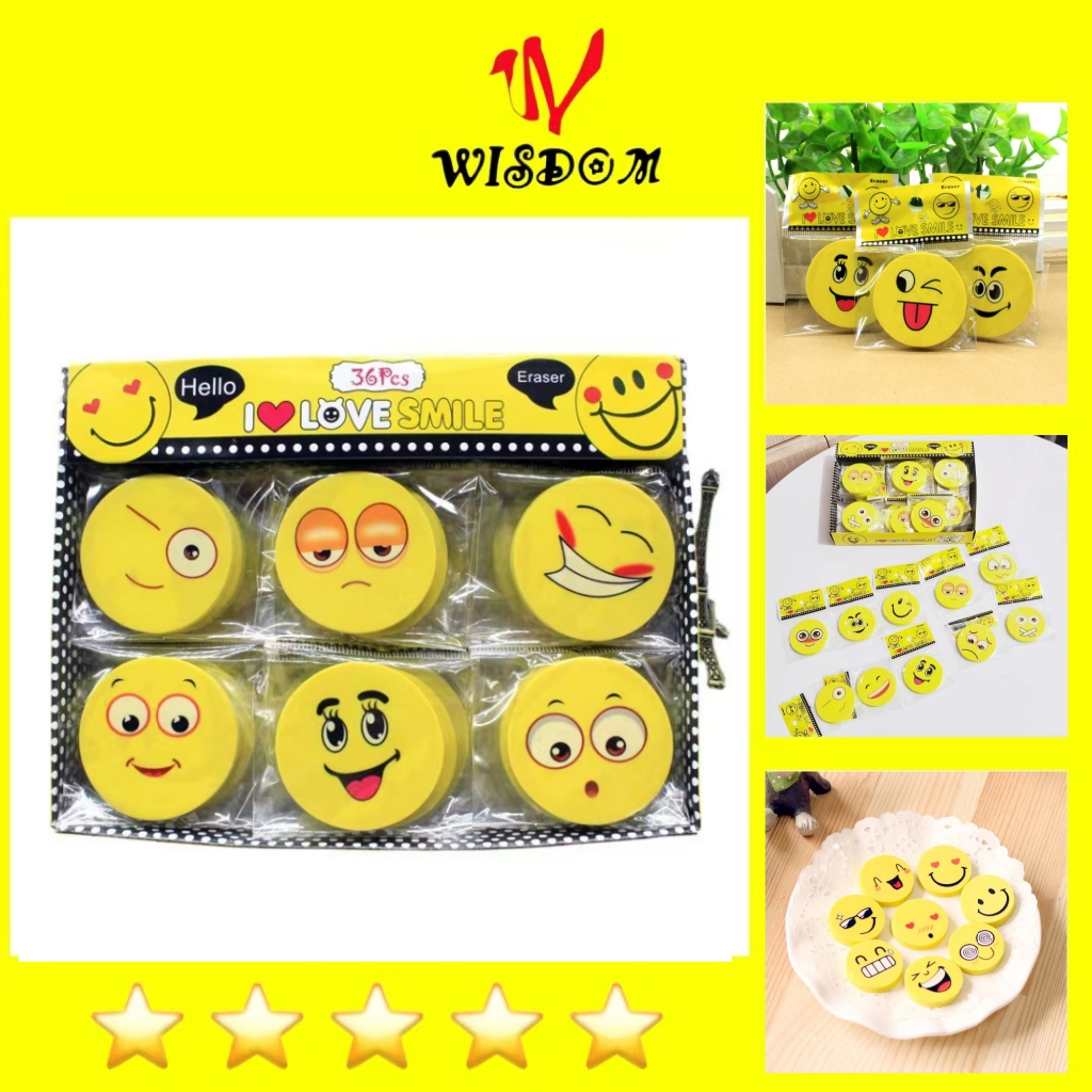 WISDOM 1016-1 1pcs SMILEY ERASER SCHOOL SUPPLIES/Giveaways | Shopee ...