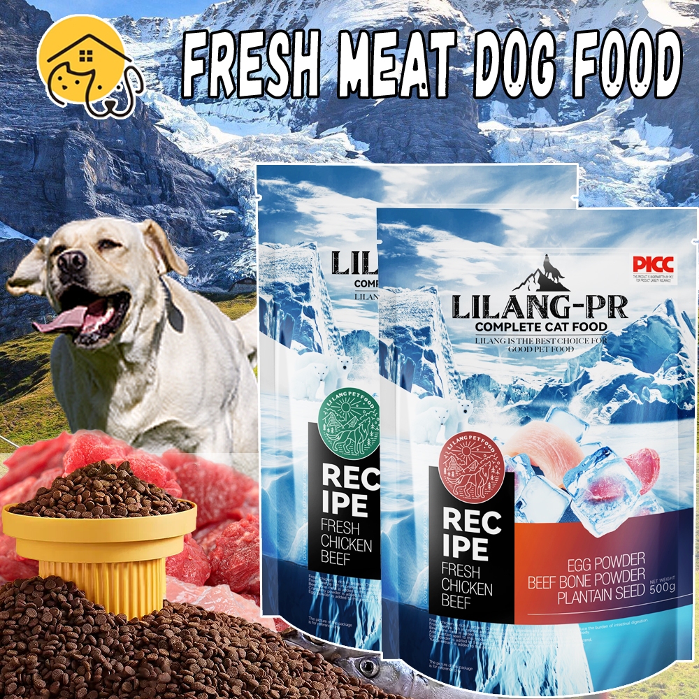 LILANG 500G Dog Dry Food Natural Organic Chicken Beef All Stages Dog ...