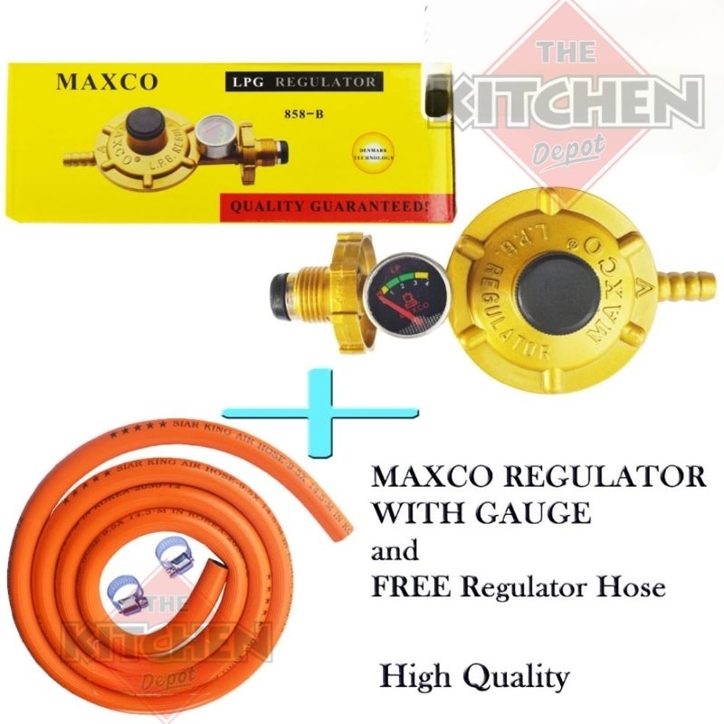LPG Regulator With Gauge Maxco 858B with Free Hose and Clamps | Shopee ...