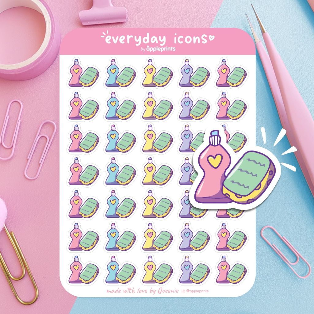 Wash Dishes Reminder Matte BuJo Planner Stickers - A7 | Shopee Philippines