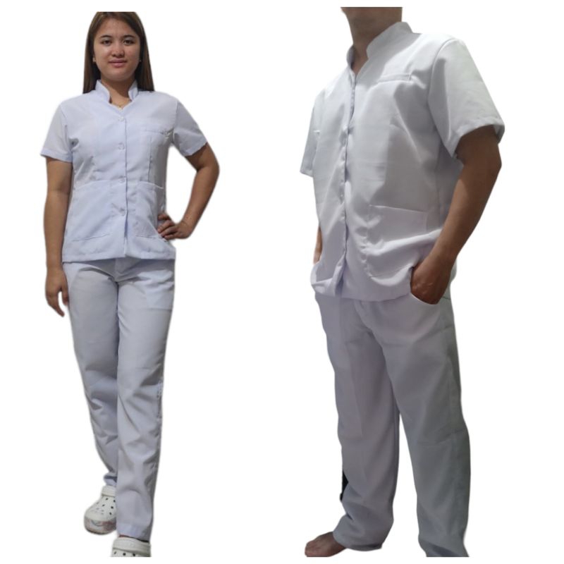 New Chinese Collar Nurse Uniform for Men&Women Peach twill Cotton ...