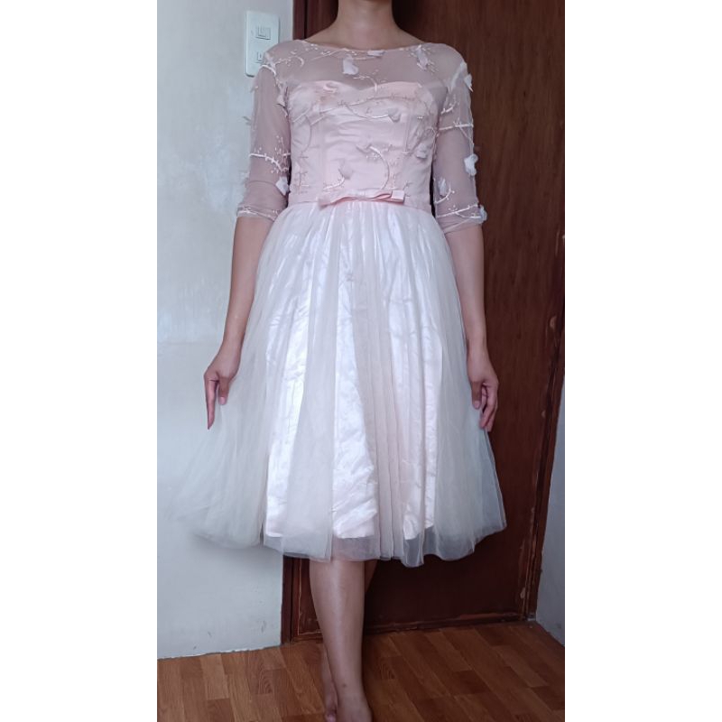 Preloved Peach Cocktail Dress/Pang abay | Shopee Philippines
