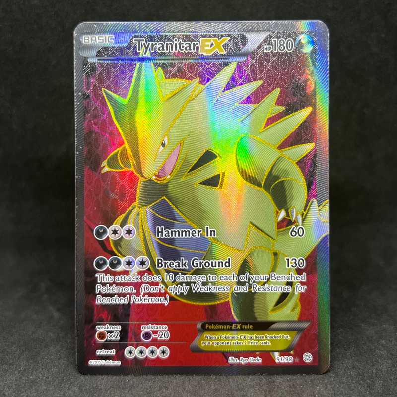 Pokemon TCG Tyranitar EX Full Art Ultra Rare 91/98 2015 XY Ancient ...