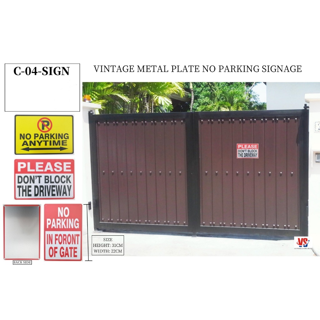 [VS]VINTAGE METAL PLATE NO PARKING SIGNAGE (C-04) | Shopee Philippines