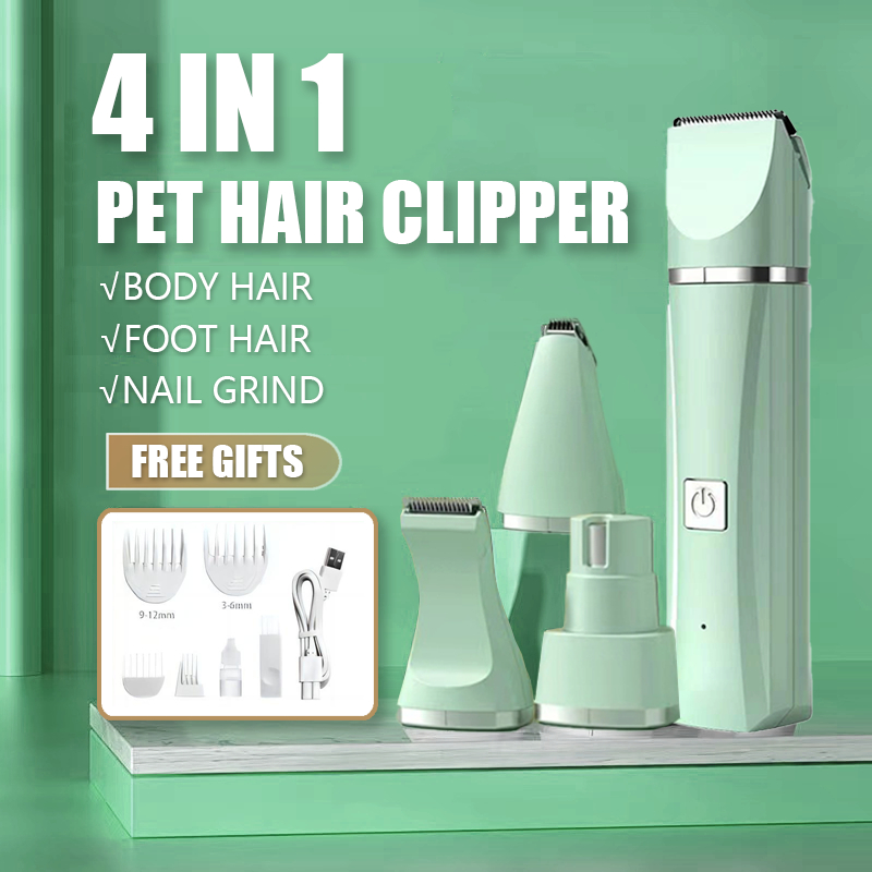 4 IN 1 Pet Hair Trimmer Rechargeable Nail Grinder Dog Cat Grooming ...