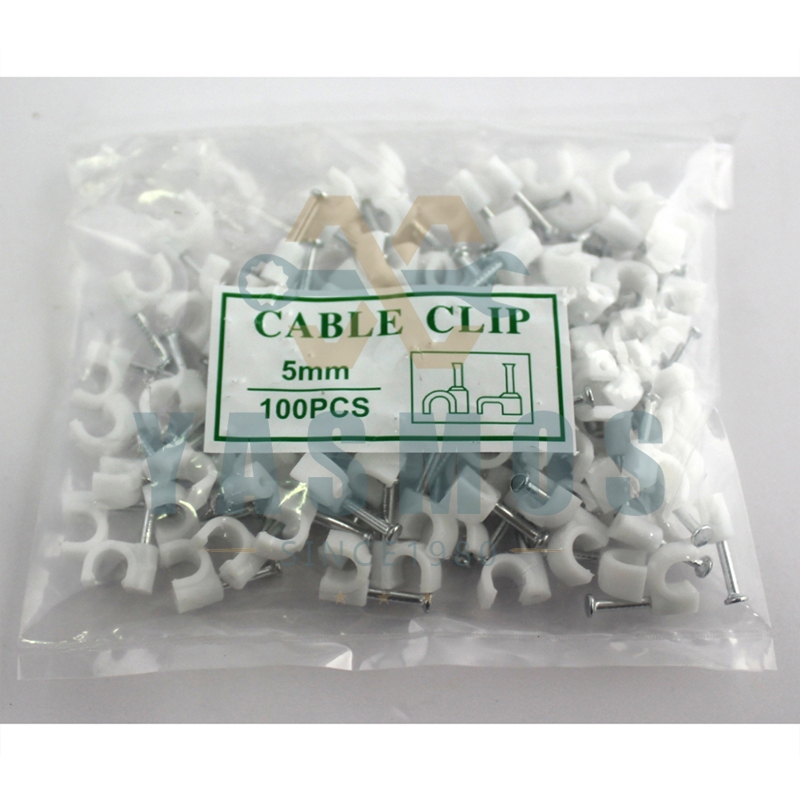 100PCS PVC Cable Clip Round And Flat 5mm-14mm Telephone Wires Nail Clips 100pcs/Per Pack ...