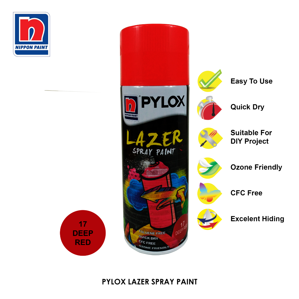 Pylox Lazer Spray Paint Deep Red PLZ017 400cc | Shopee Philippines