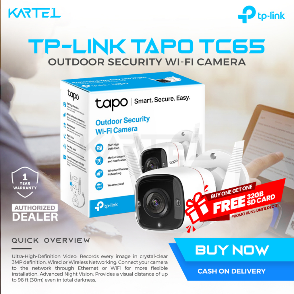TP-Link Tapo TC65 Outdoor Security WiFi Camera 3MP CCTV IP Camera ...