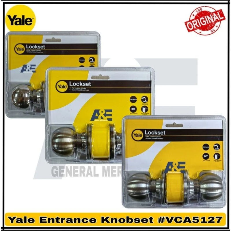 Yale Entrance Lockset Doorknob VCA5127 US32 , US32D , US5 | Shopee ...