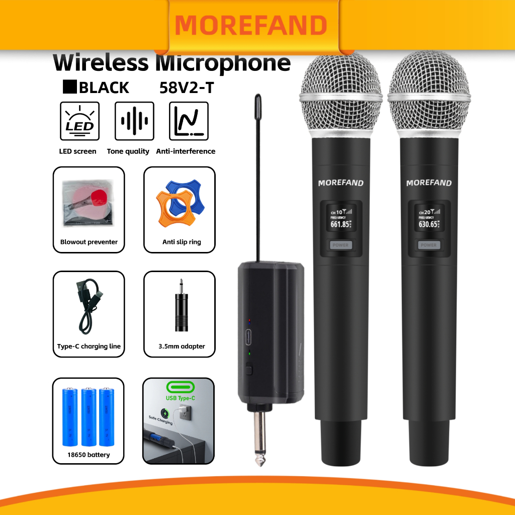 58V1-T1/58V2-TDual Floating Mic Wireless Microphone Dual Handheld Mic ...