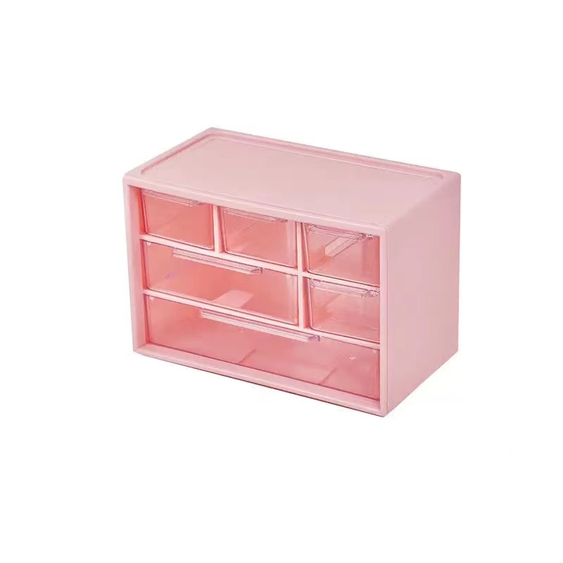 Pink Purple White 6 Slots Box Mini Small Drawer Desk Organizer ...