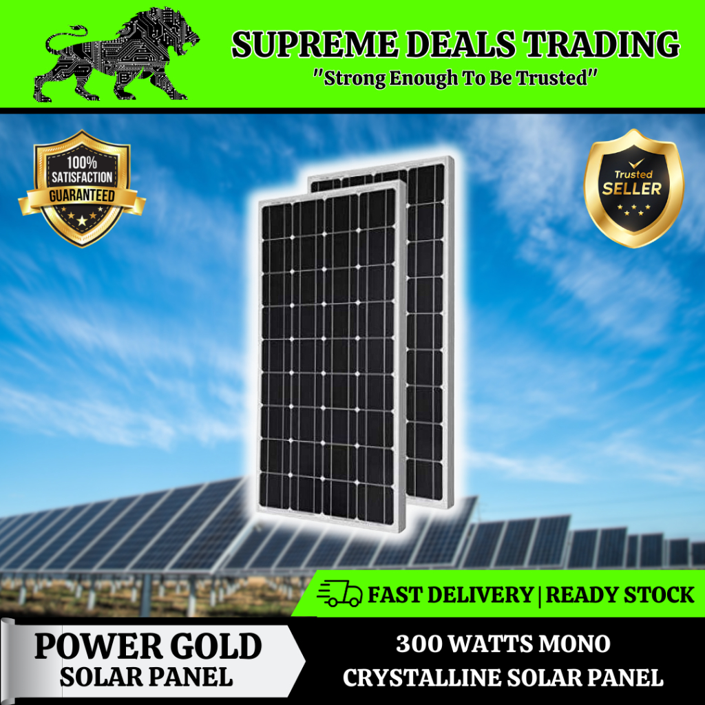 HIGH QUALITY SOLAR PANEL MONO CRYSTALLINE POWER GOLD 300 WATTS | Shopee ...