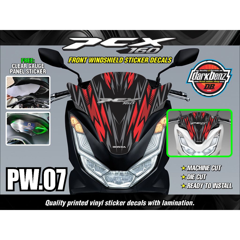Honda PCX 160 Stock Windshield Concept Quality Printed Sticker Decals ...