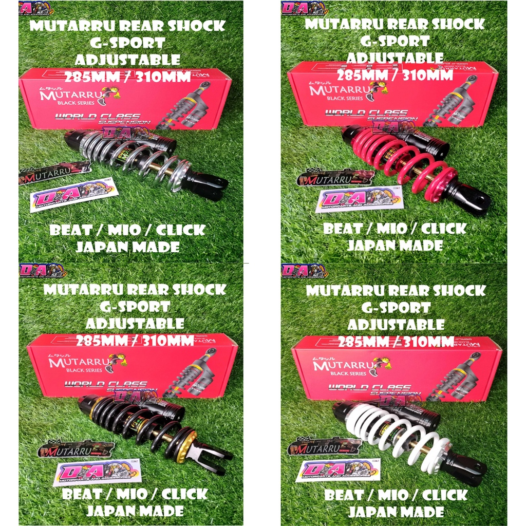 Mutarru Rear Shock 285mm-310mm CLICK / MIO / BEAT / ADJUSTABLE BLACK ...