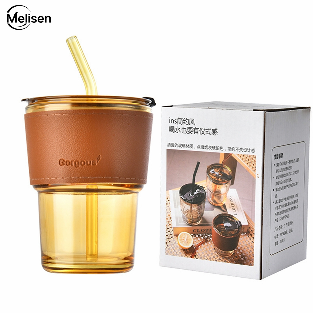 High-value Bamboo Cup Leather Case Glass Water Cup Portable Coffee Cup ...