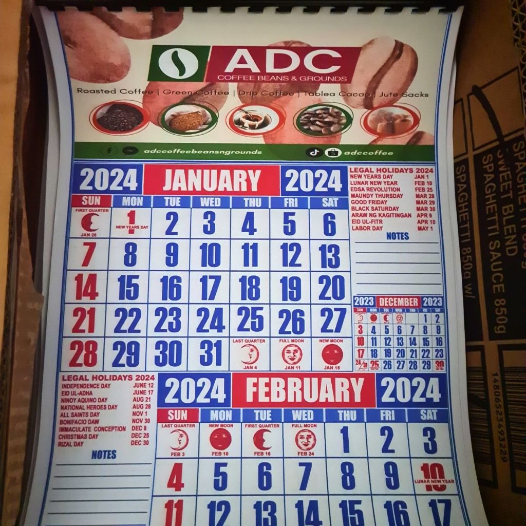 ADC A4 2024 WALL CALENDAR with plastic binder | Shopee Philippines