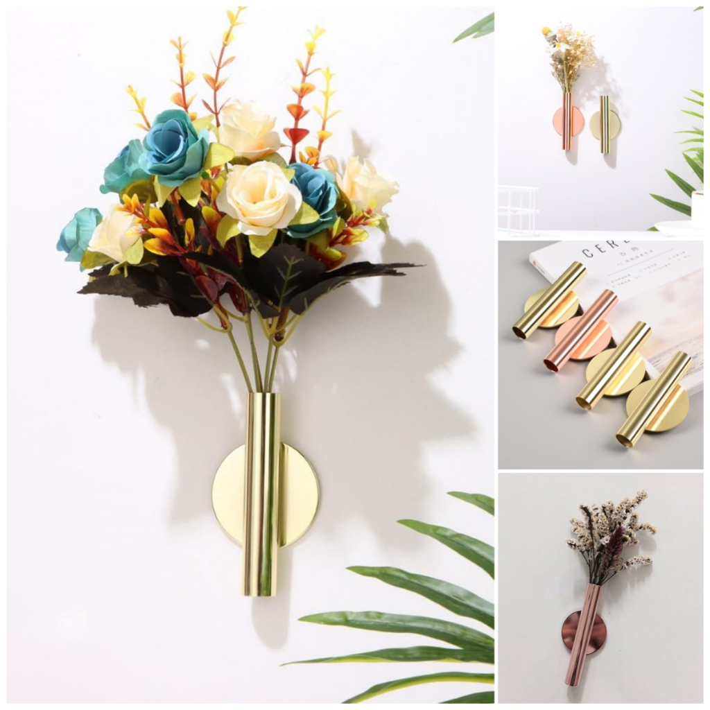 Creative Flower Vase Wall Flower Device Tube Vase Non Perforated Living ...