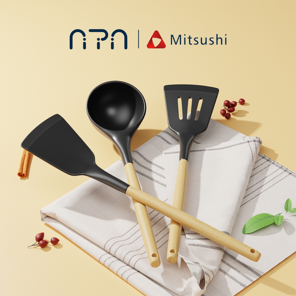 Nipiin 3PCS White Silicone Kitchen Utensils Non Stick Spatula Cooking ...