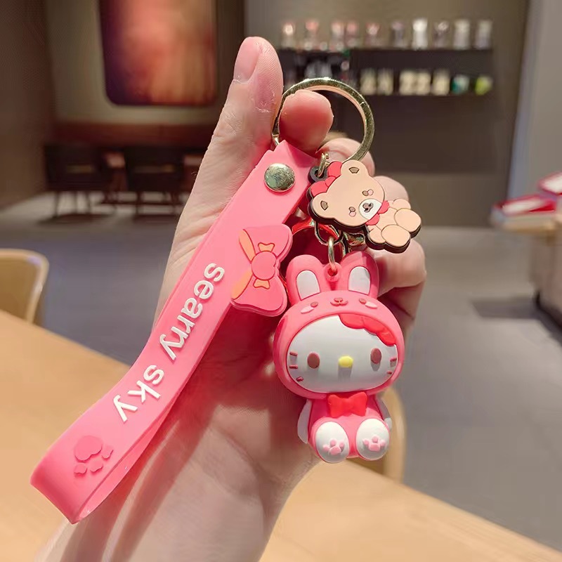 3D Sanrio Cartoon Cute Keychain Silicone Key Ring Key Chain Car bag ...