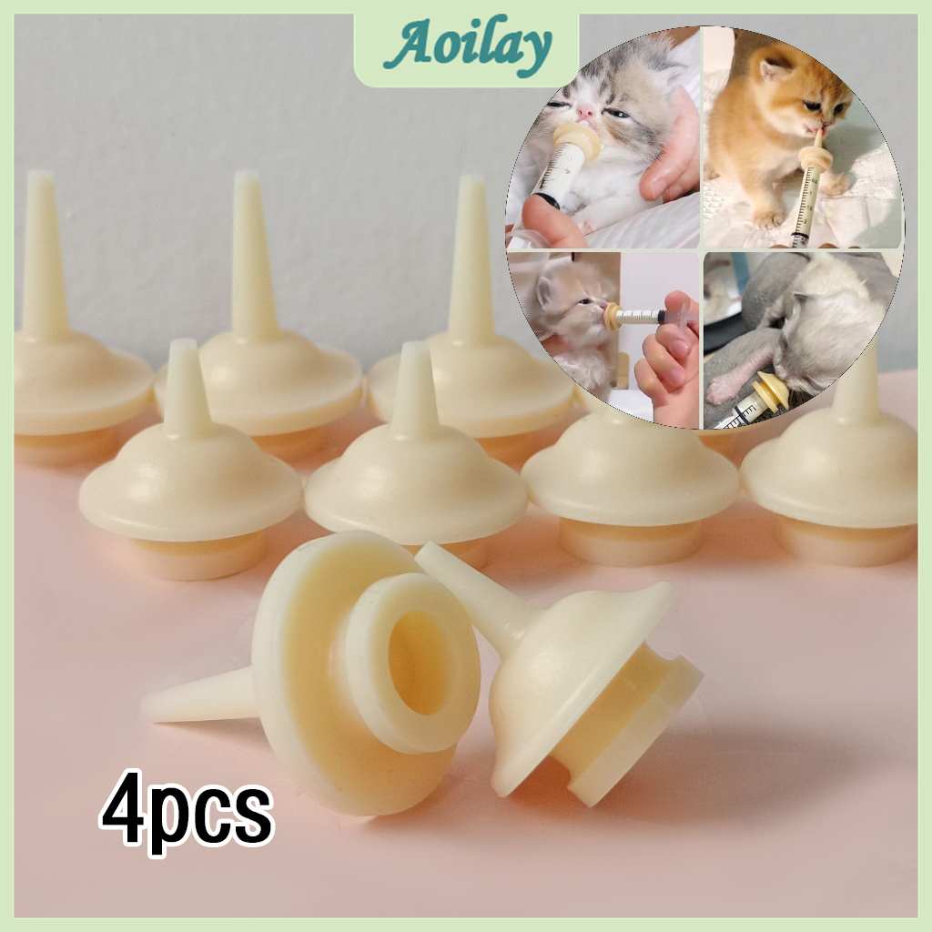 4pcs Pet Silicone Pacifier Small Animal Cub Feeding Nipples Long ...