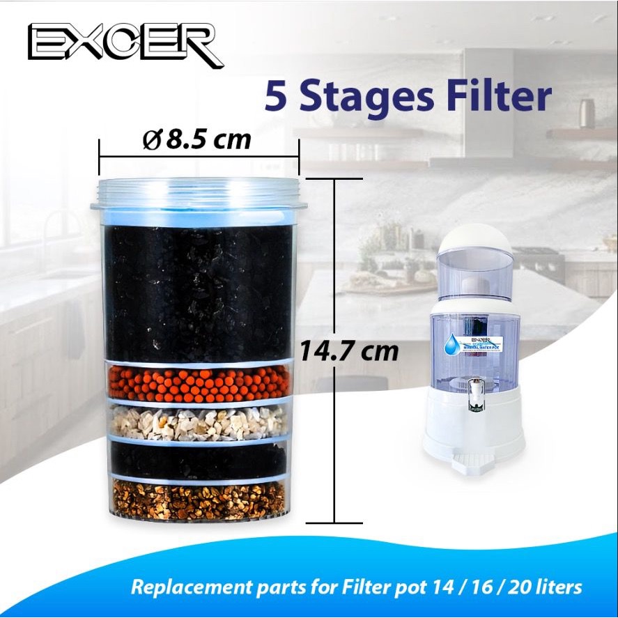 Mineral Water Pot Cartridge 5 Layer Water Filter Parts For Excer Brand ...