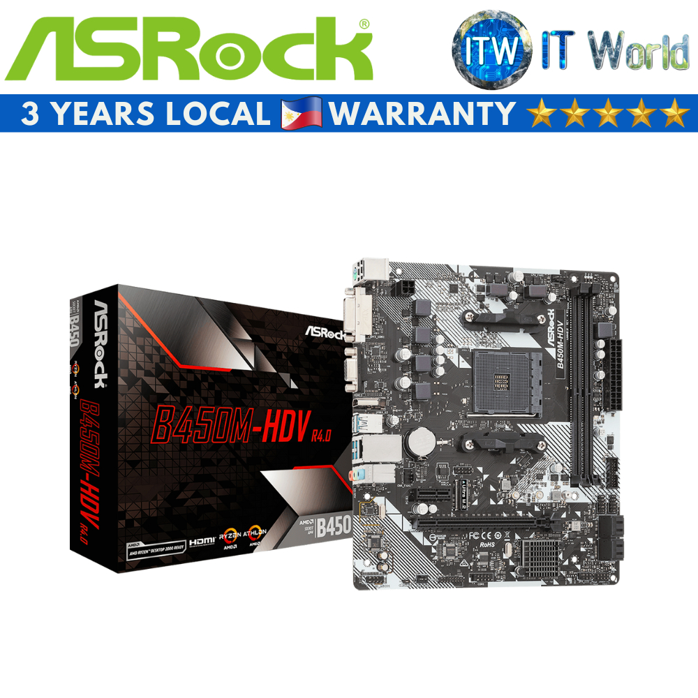 ASRock B450M-HDV R4.0 micro-ATX AM4 DDR4 Motherboard | Shopee Philippines