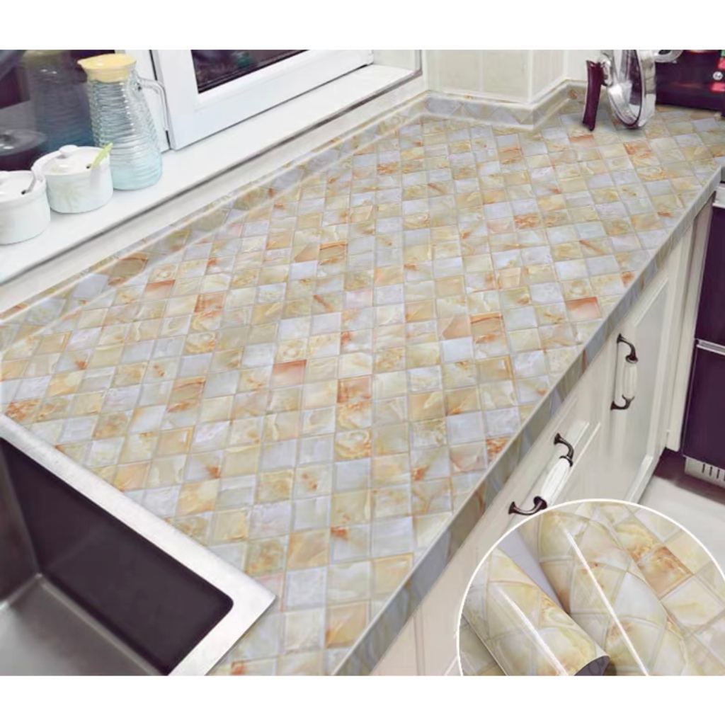 Marble Kitchen decorate Wallpaper Waterproof and Oil proof Stickers thickening Table sticker ...