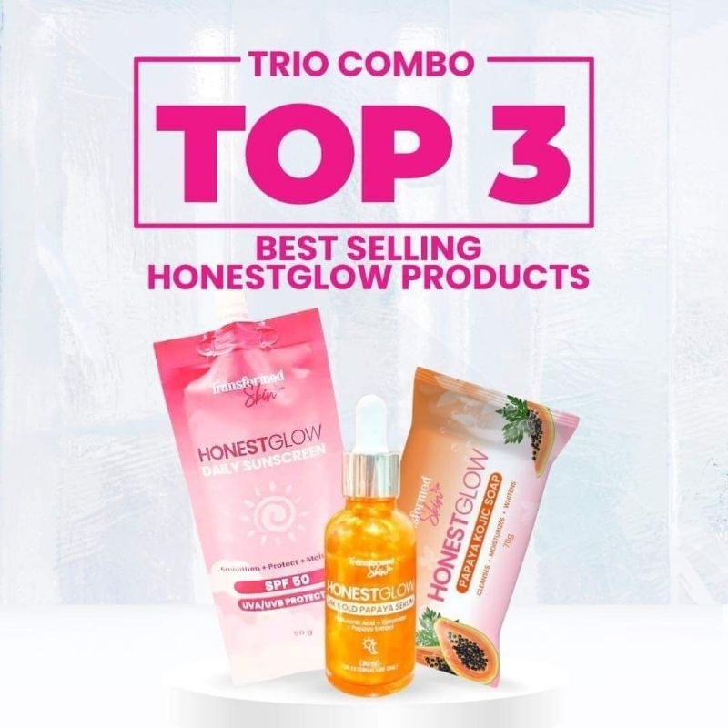 (Bundle Deals) Honest Glow Trio Set 24K Gold Papaya Serum, Daily ...