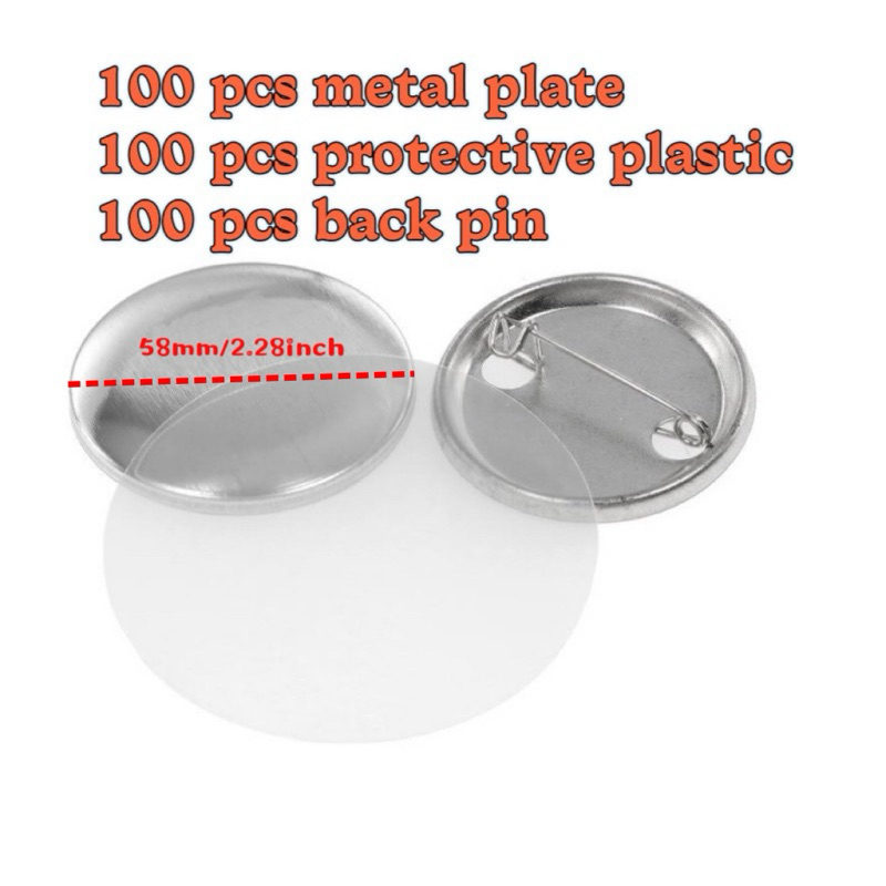 100Pcs 37/58mm Metal back DIY Badge Button Pins Blank Raw Material pins ...
