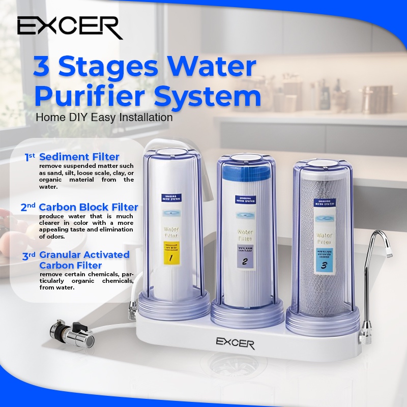 3 Stages Home Water Purification System w/ alkaline option DIY Easy To ...
