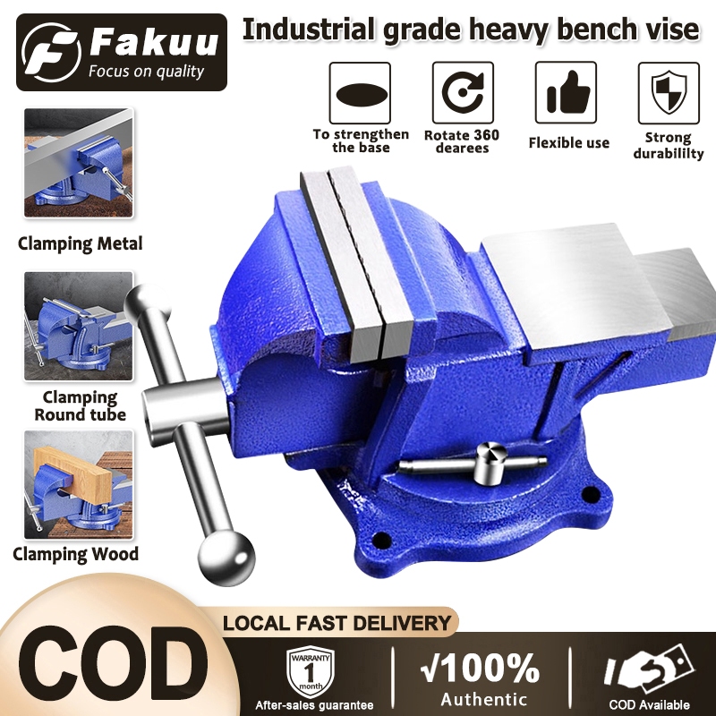 Heavy Duty Bench Vise 360° Swivel Base High Quality Cast Iron Bench Vise with Drill 3"/4"/5"/6 ...