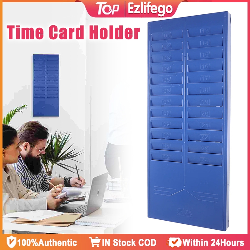 50 Pocket Slot Time Card Holder Wall Mount Timecard Rack for Attendance ...