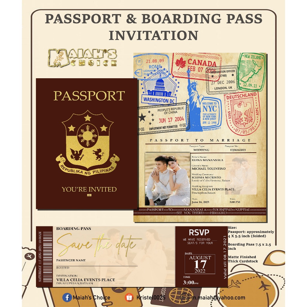 PASSPORT / PASSBOOK and Boarding Pass Invitation | Any theme | Birthday ...