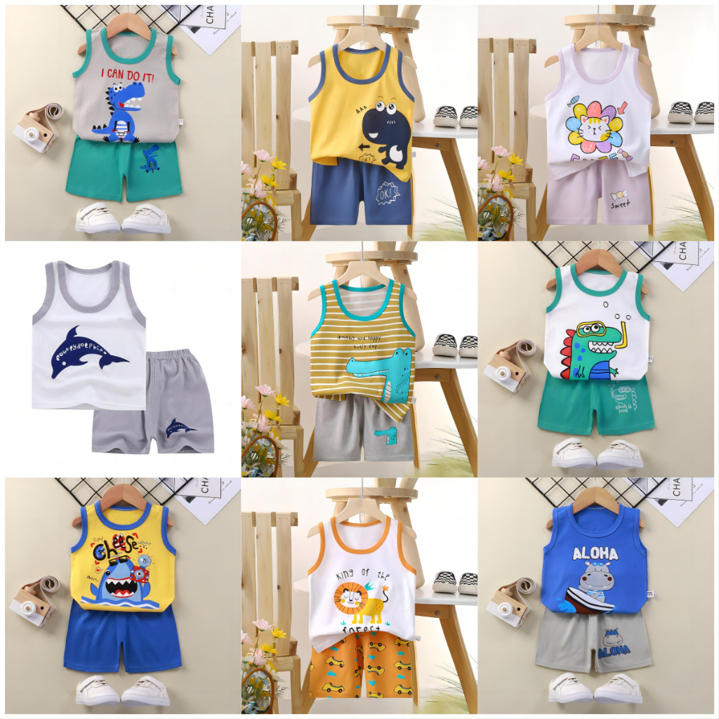 Boys and Girls Tank Top Set Children's Boys Fashion Shorts Set Summer T ...