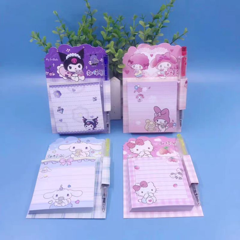 Sanrio Memopad Note Pads with Ballpen Melody Kuromi Hello Kitty ...