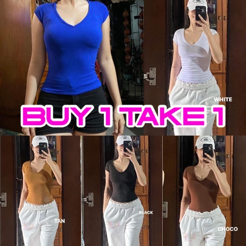 JALE BUY 1 TAKE 1 V-NECK SLIM FIT BODY HUGGING FULL LENGTH TOP XS ...